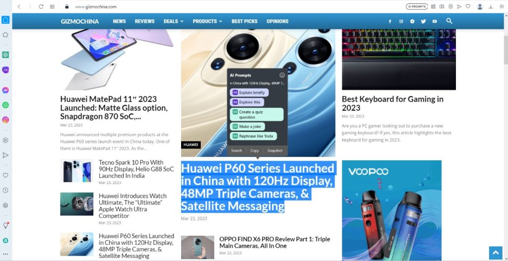How to Enable ChatGPT (AI Prompts) in Opera Sidebar - Gizmochina