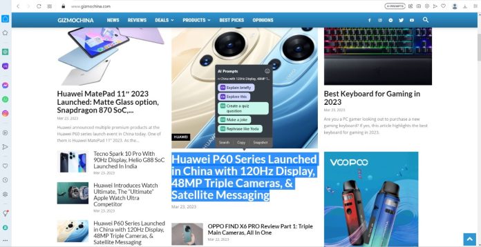 How to Enable ChatGPT (AI Prompts) in Opera Sidebar - Gizmochina