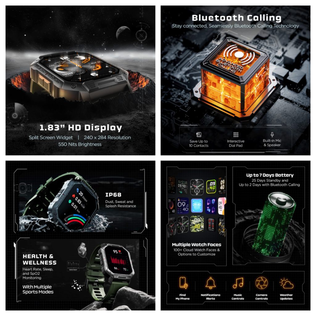 boAt Wave Armour rugged smartwatch with 1.83″ display, Bluetooth ...