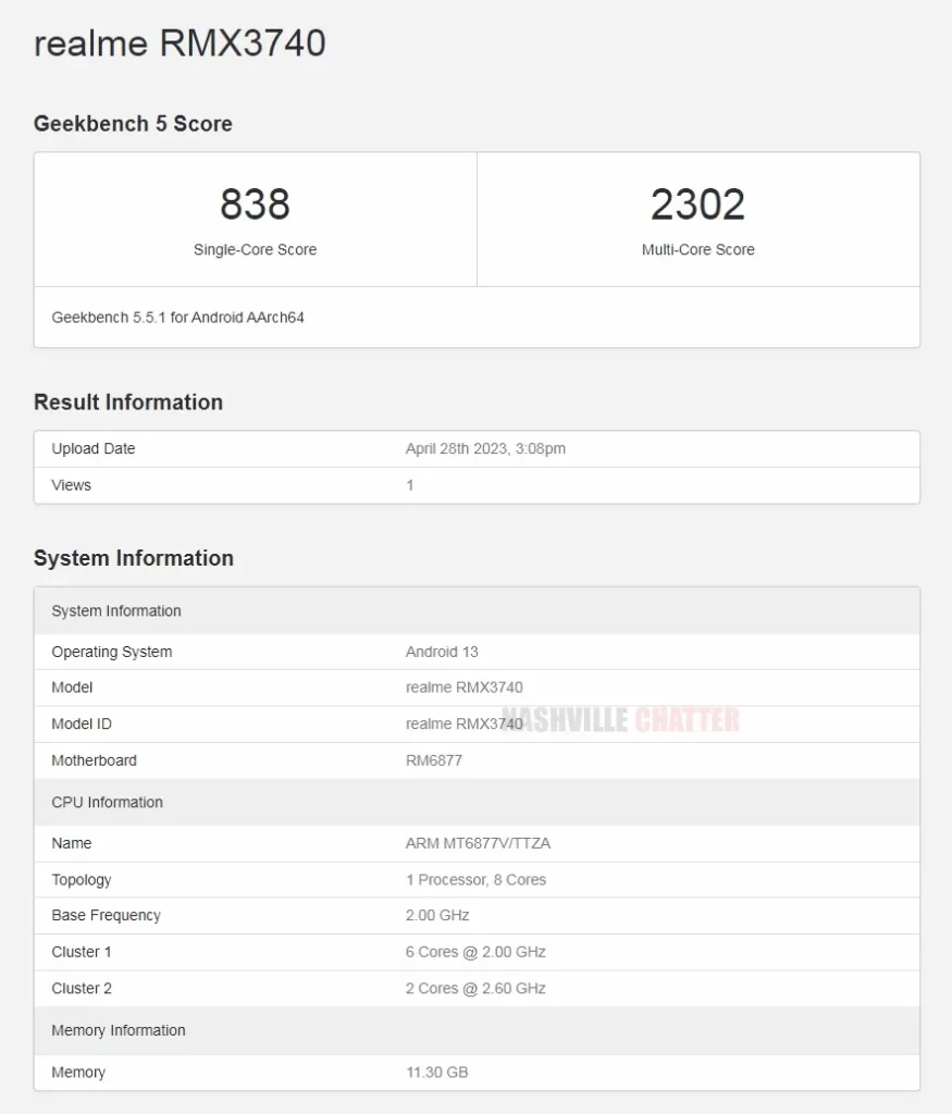 Realme 11 Pro+ With Dimensity 7050, 12GB RAM Appears On Geekbench - Gizmochina
