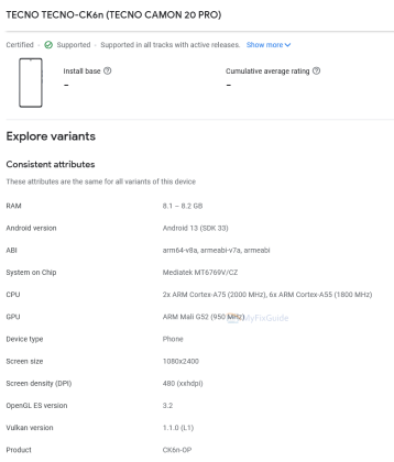 Tecno Camon 20, Camon 20 Pro Listed on Google Play with Key Specs - Gizmochina