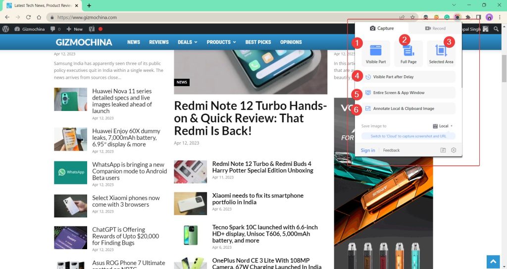 How to take Screenshot on Chrome Browser - Gizmochina