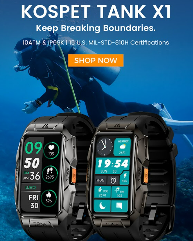 Conquer the Outdoors with KOSPET Tank X1 Rugged Smartwatch - Gizmochina