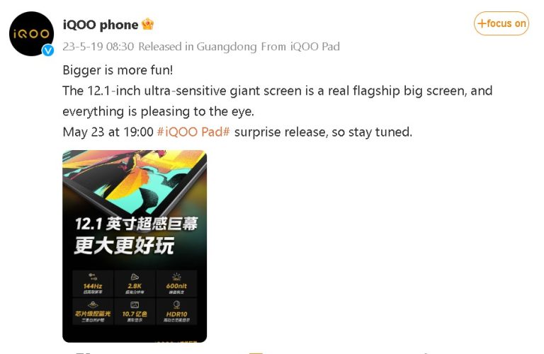 iQOO Pad Display, Processor Details Officially Revealed Ahead Of Launch ...