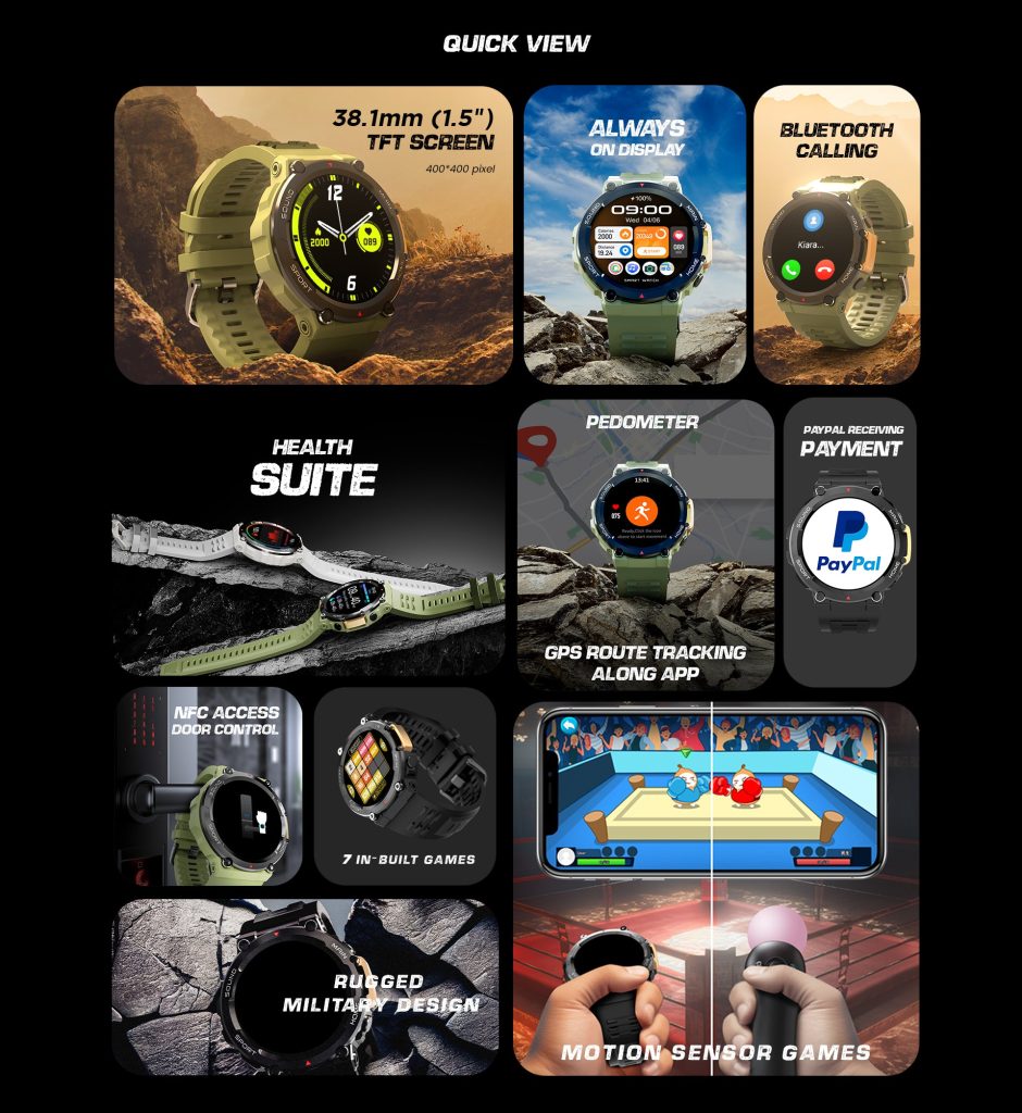 Fire-Boltt Artillery smartwatch with rugged design, Bluetooth calling ...