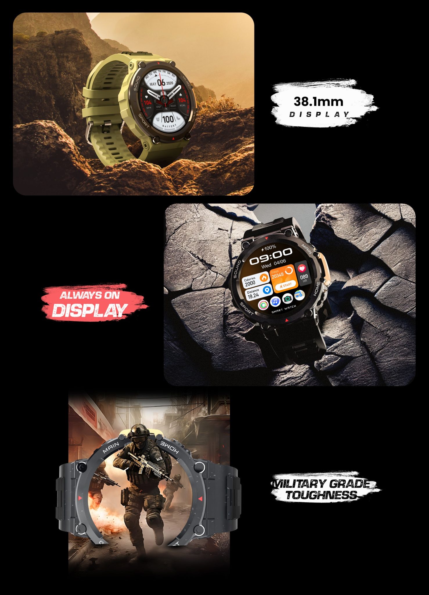 Fire-Boltt Artillery smartwatch with rugged design, Bluetooth calling ...