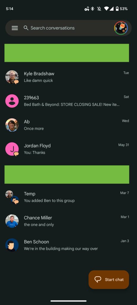 Google Messages testing a new badge to highlight RCS chats - Gizmochina