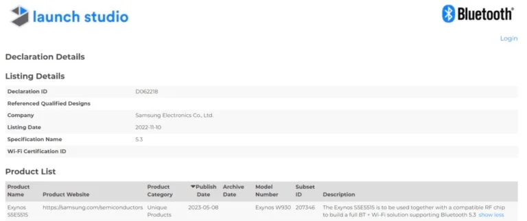 Exynos W930 Chipset Spotted in Bluetooth Certification, Could Power Galaxy Watch 6 - Gizmochina