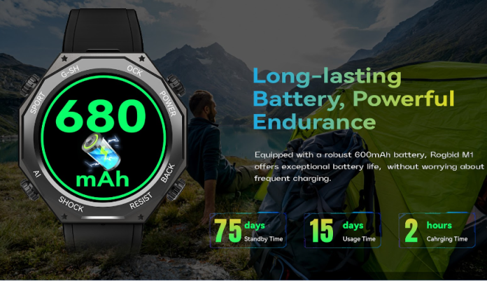 Rogbid Tank M1 smartwatch with military-grade, IP69 waterproof build ...