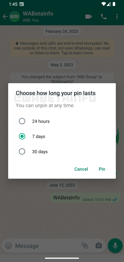 WhatsApp is working on pin and auto-unpin message feature - Gizmochina