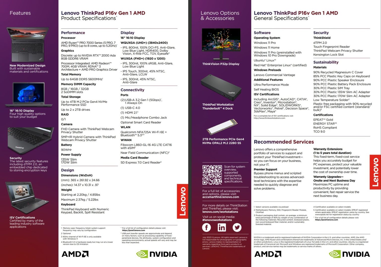 Lenovo ThinkPad P14s Gen 4, ThinkPad P16s Gen 2 & ThinkPad P16v ...