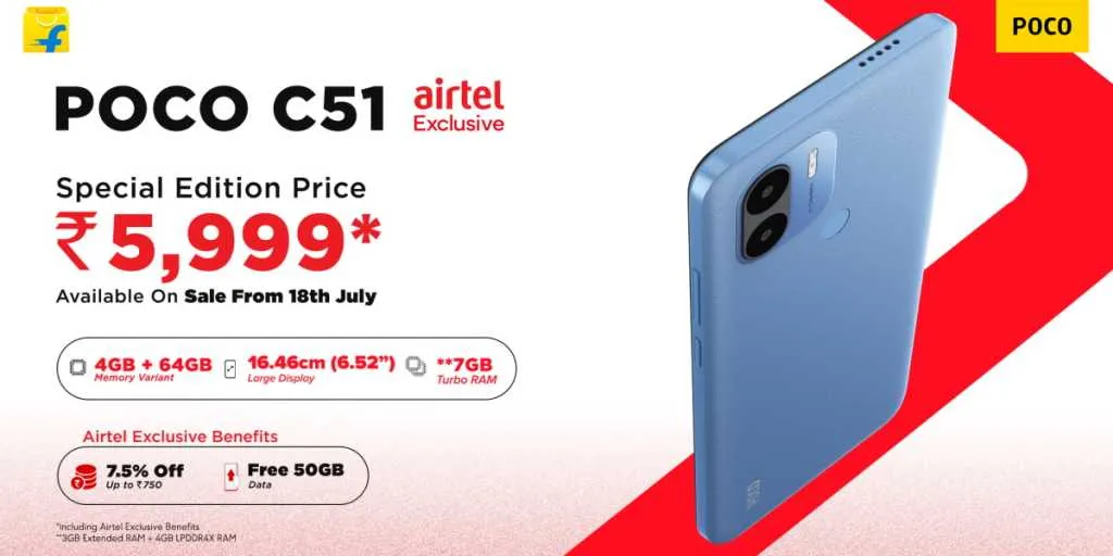 Poco C51 Airtel Exclusive model launched for Rs 5,999 in India - Gizmochina