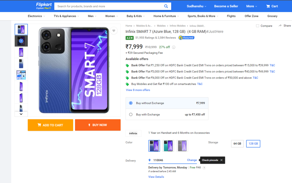Infinix Smart 7 128GB model debuts on Flipkart, early bird pricing ...