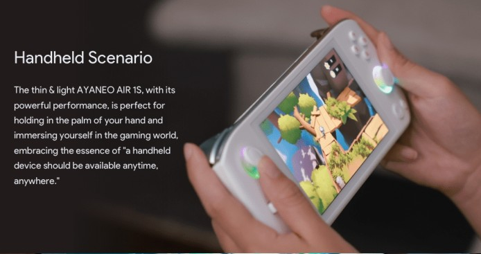 AYA NEO Air 1S gaming handheld with an AMD Ryzen 7 SoC, 5.5-in OLED ...