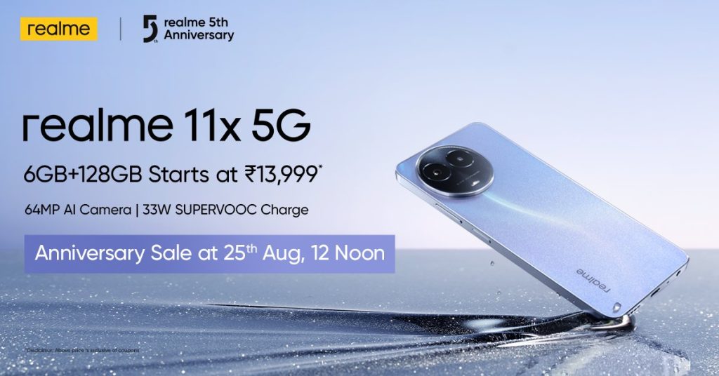 Realme 11x 5G available for purchase today in India via 5th anniversary ...