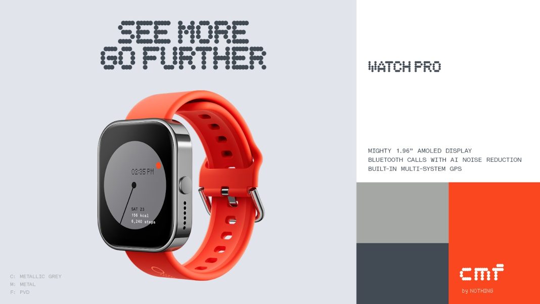 CMF Watch Pro with 1.96” AMOLED display, Built-in GPS & 24-hour health ...