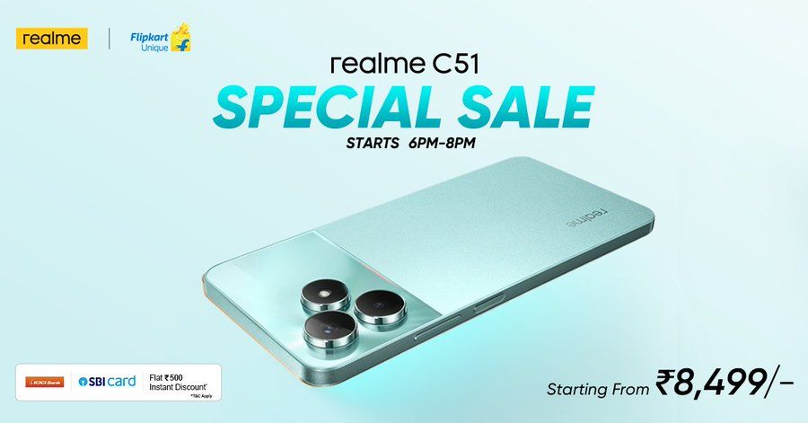 Realme C51 special sale today, available for Rs 8,499 (~$108) with ...