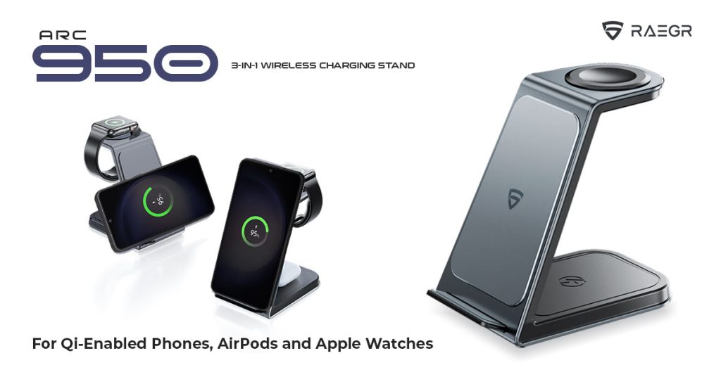 Raegr Arc 950 3-in-1 wireless charging stand for Apple, Android devices ...