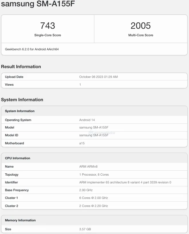 Samsung Galaxy A15 4g Surfaces On Geekbench With Helio G99 4gb Ram