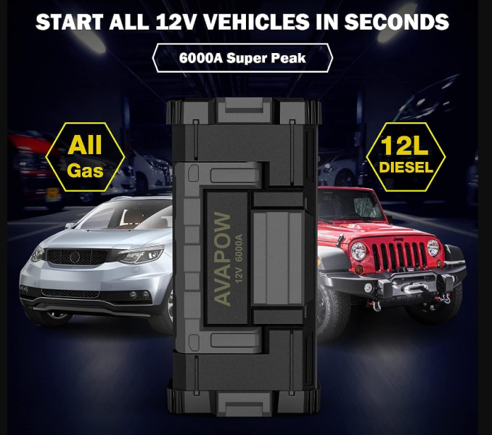 Get AVAPOW 6000A Car Battery Jump Starter for heavily discounted price ...