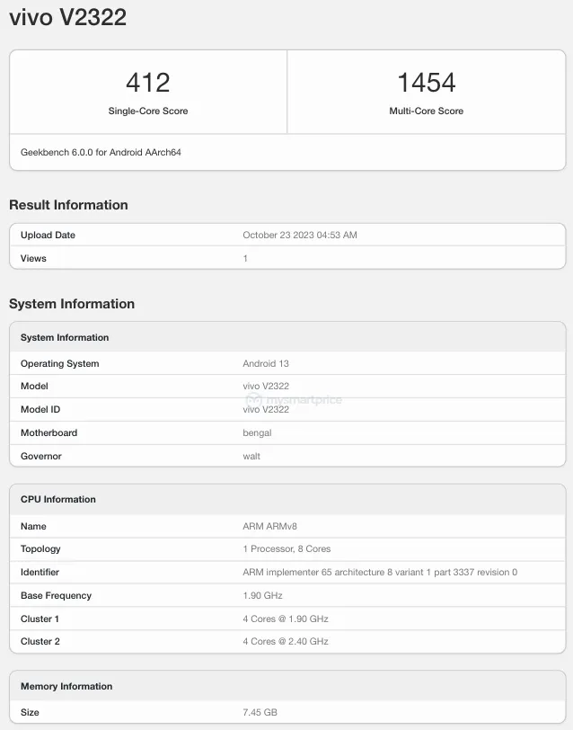 Vivo Y27s Spotted On Geekbench With Key Specifications - Gizmochina