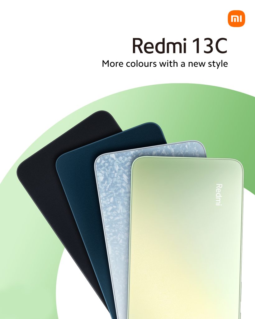 Redmi 13C officially teased revealing four color options and a notched ...