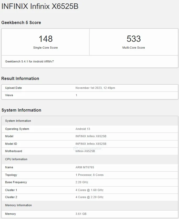 Infinix Smart 8 Pro visits GeekBench, Bluetooth SIG, and EEC ahead of ...