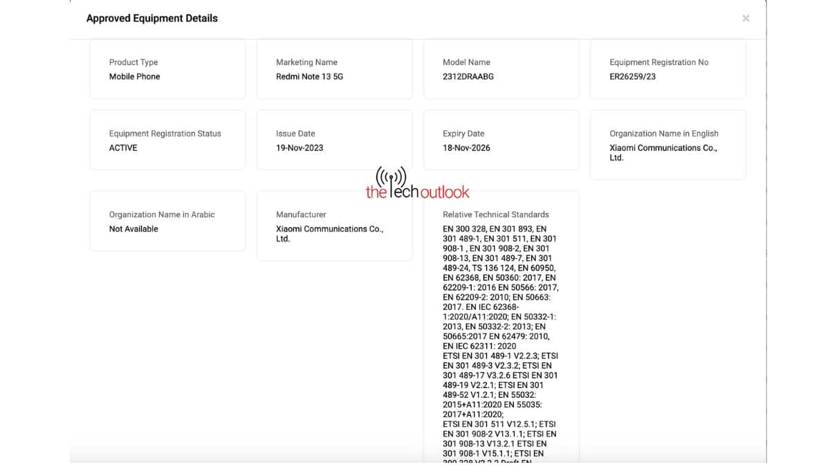 Redmi Note 13 5G gets TDRA certification ahead of global launch ...