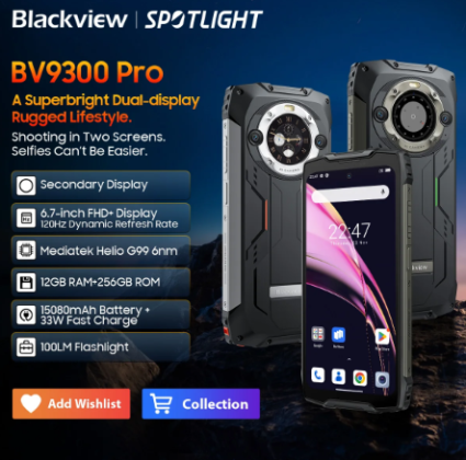Blackview BV9300 Pro with a secondary screen, powerful flashlight, and ...