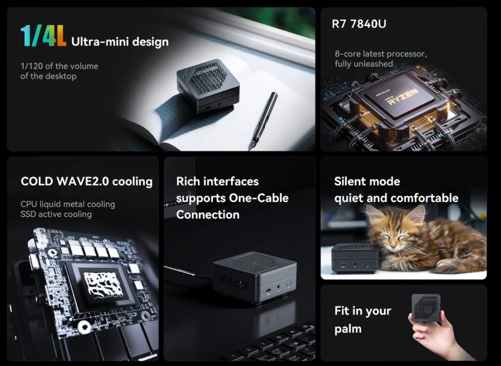 Minisforum EM780 mini PC with a compact, pocket-sized design & AMD Ryzen 7 7840U APU unveiled in ...