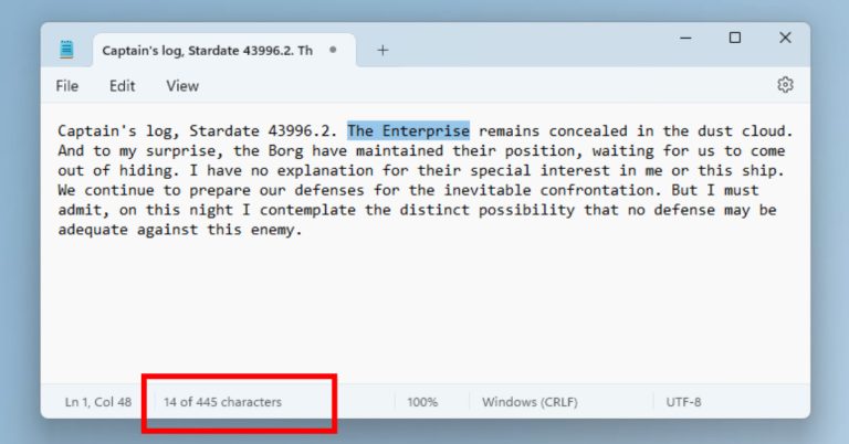 Notepad Finally Gains A Character Count Feature After Years Of Waiting