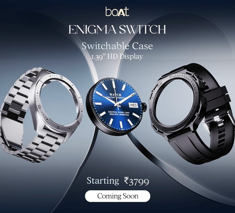 boAt Enigma Switch smartwatch announced in India with swappable straps ...