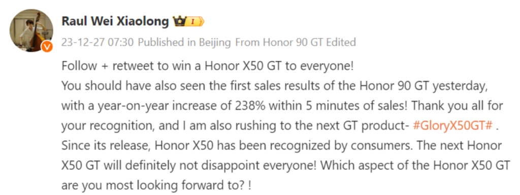 Honor X50 GT moniker officially confirmed, launch imminent - Gizmochina