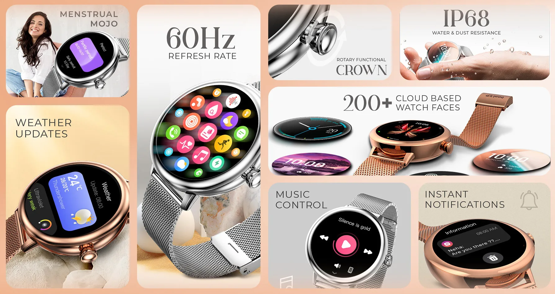 beatXP Eva smartwatch for women launched with 1.2" AMOLED display ...