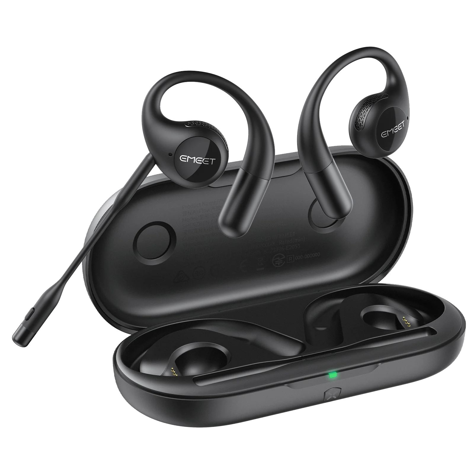 EMEET AirFlow open-ear wireless earbuds with detachable mic & 40 hours ...