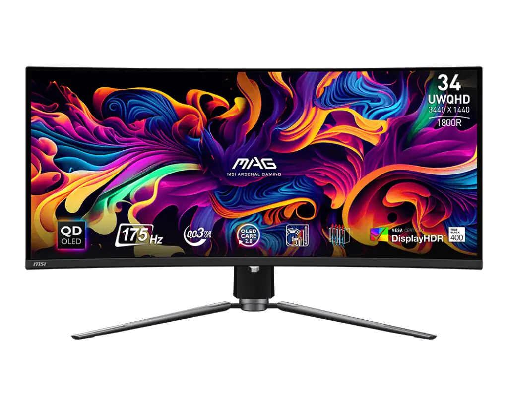 MSI MAG 341CQP QD-OLED curved monitor with 2K resolution & 175Hz ...