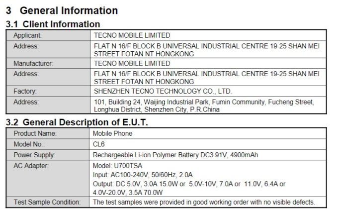 New Tecno CL6 Smartphone Arrives on FCC With Upto 12GB RAM - Gizmochina