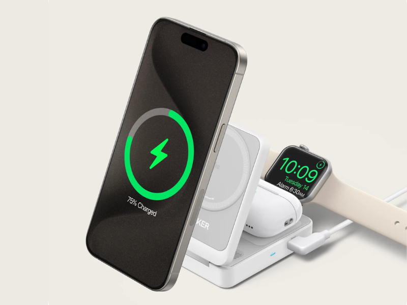 Anker Maggo Wireless Charging Station Foldable 3 In 1 With Support
