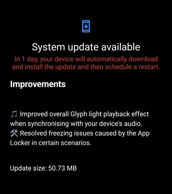 New update for Nothing Phone (2) fixes App Locker freeze issue & Glyph light playback - Gizmochina