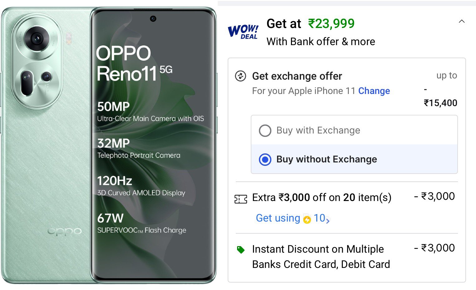 Oppo Reno 11 5G on sale in India with a starting price of ₹23,999 ...