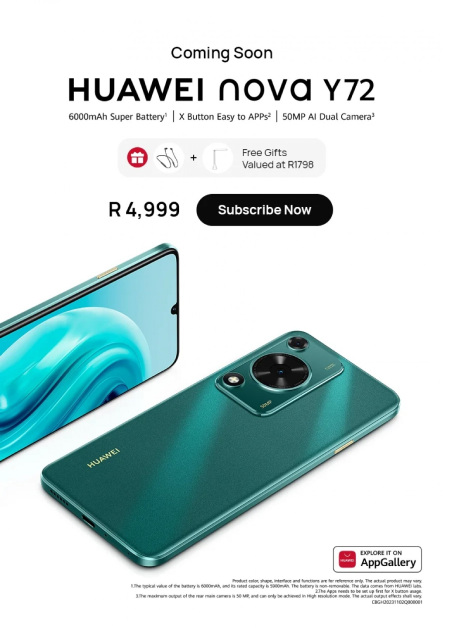 Huawei Nova Y72 likely a rebrand of Enjoy 70 appears on South African website