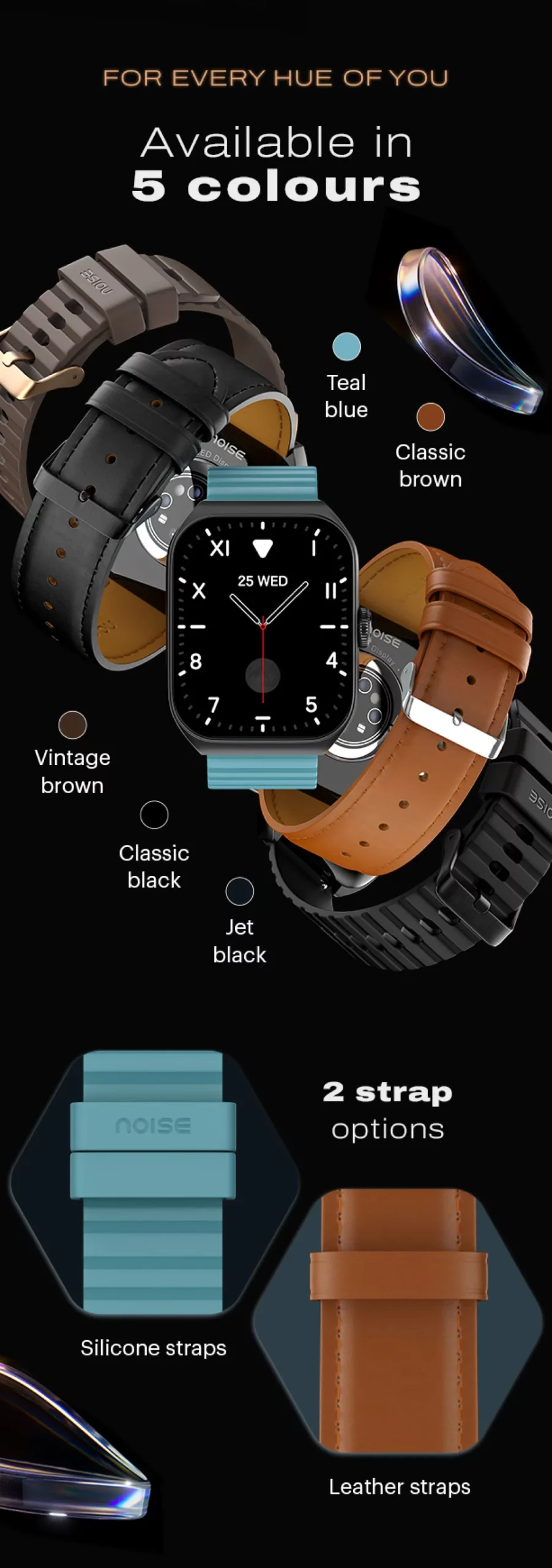 Noise ColorFit Hexa AMOLED smartwatch with AOD, Bluetooth Calling ...