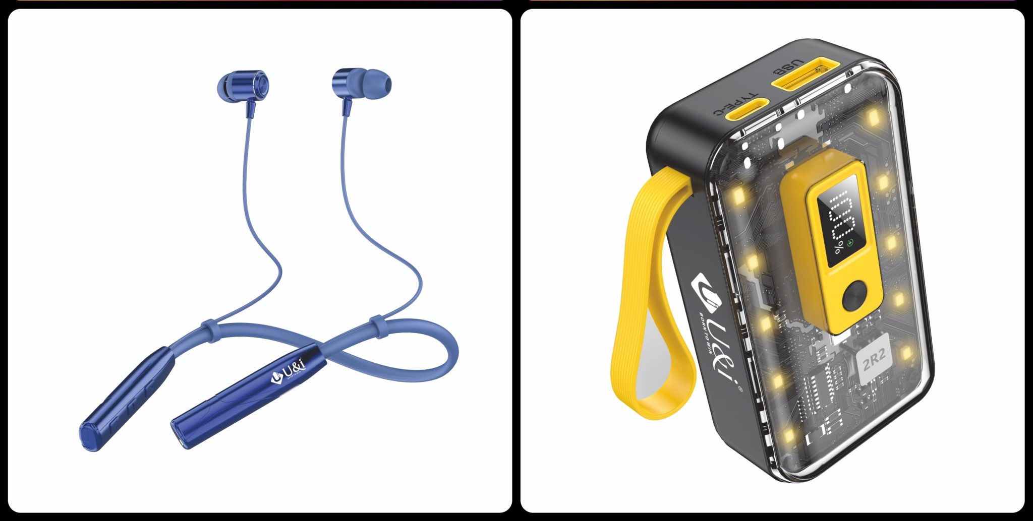 U&i Dynamic Series Wireless Neckband earphones & Turbo Series Power ...