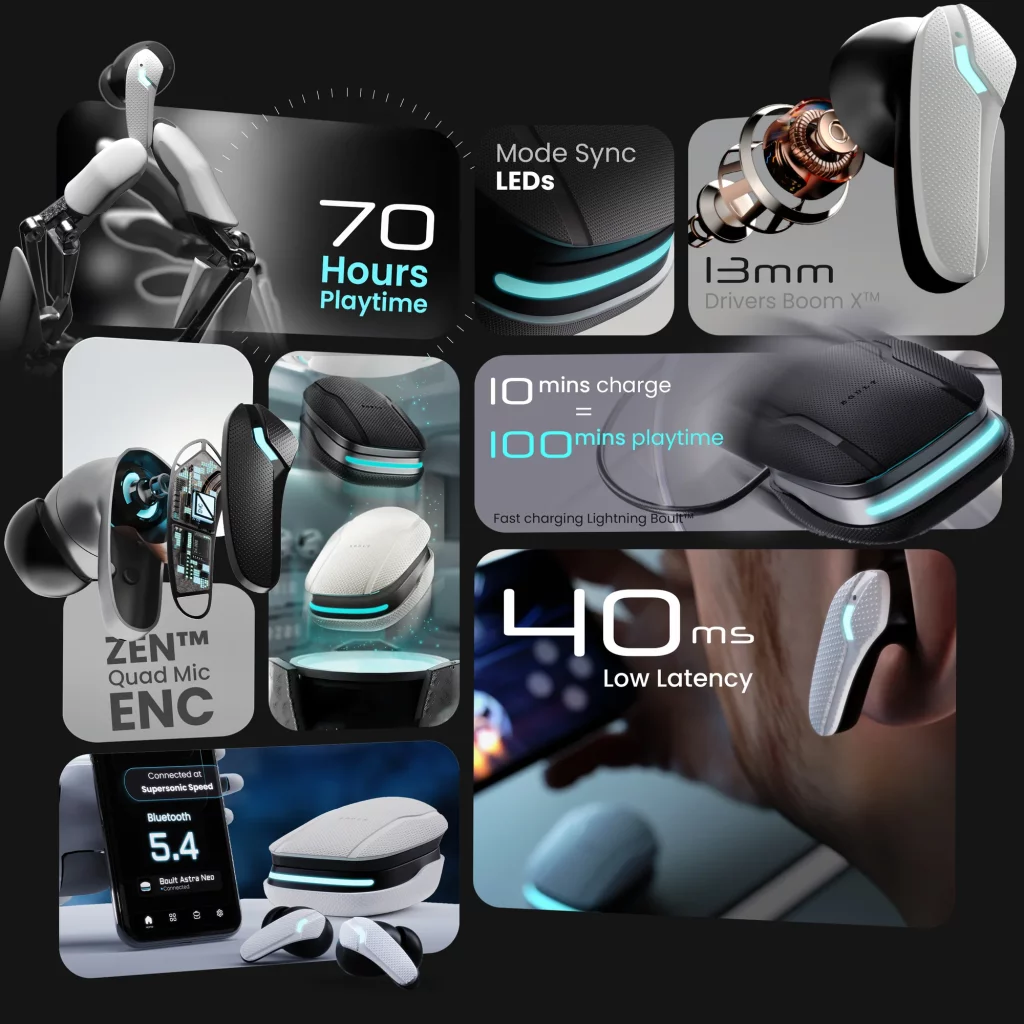 BOULT Astra Neo gaming earbuds with Bluetooth 5.4, 70-hour battery life ...
