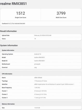 Realme 'RMX3851' with Snapdragon SM8635 chip surfaces on Geekbench