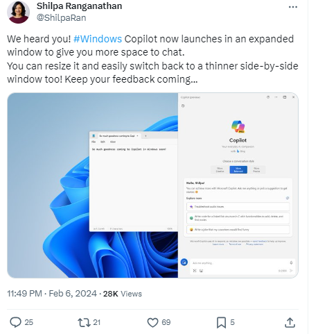 Microsoft Copilot now launches in an expanded window to give you more ...