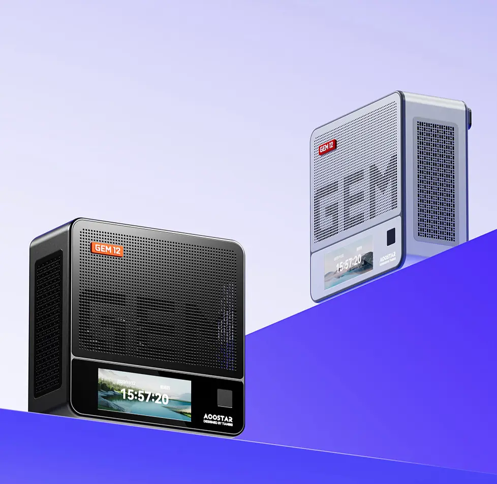 AOOSTAR GEM12 Pro mini gaming PC with Ryzen 7 8845HS, a fingerprint ...