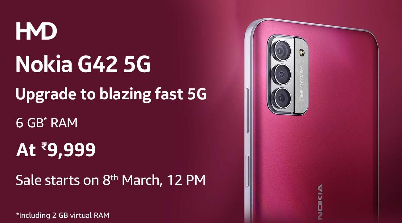 Nokia G42 4G’s new 4GB RAM variant announced for Rs 9,999 (~$120 ...