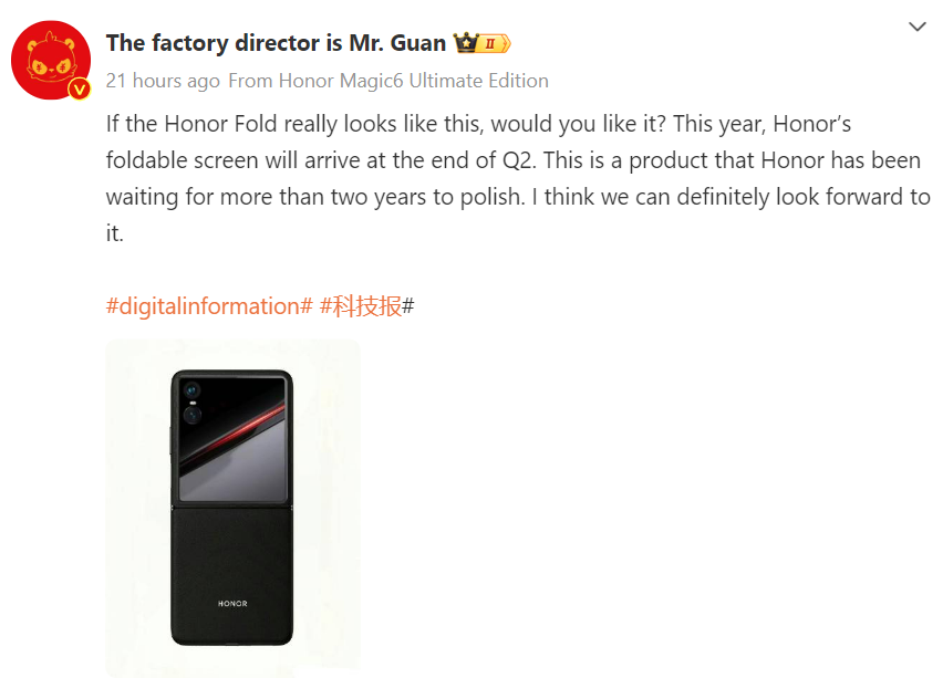 Honor Magic Flip leaked image reveals massive cover display, here’s ...