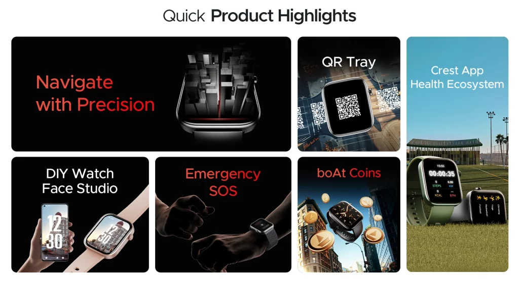 Boat Storm Call 3 smartwatch with 1.83" display, QR Tray & in-built ...